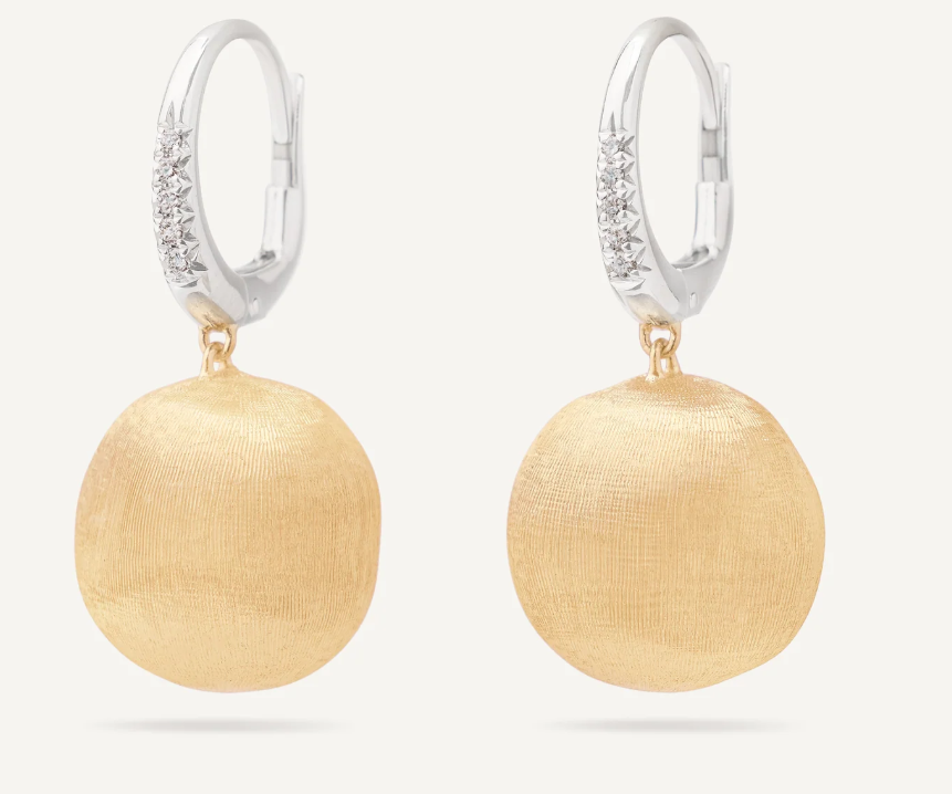 18K YELLOW GOLD PENDANT EARRINGS WITH DIAMOND CLIP FROM THE AFRICA COL ...