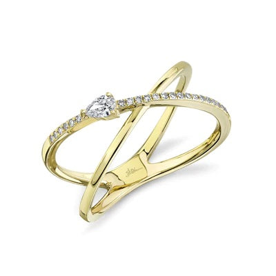 14K YELLOW GOLD DIAMOND CROSSOVER RING — MulloysJewelry