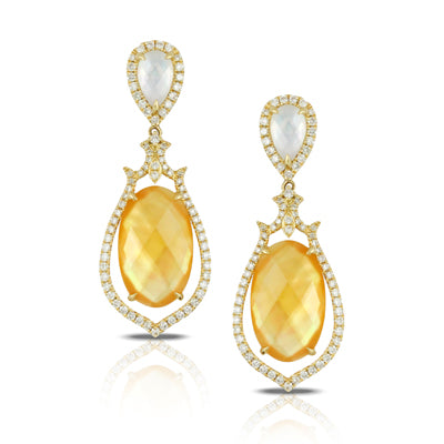 Doves Citrine/White Mother of Pearl Earring — MulloysJewelry