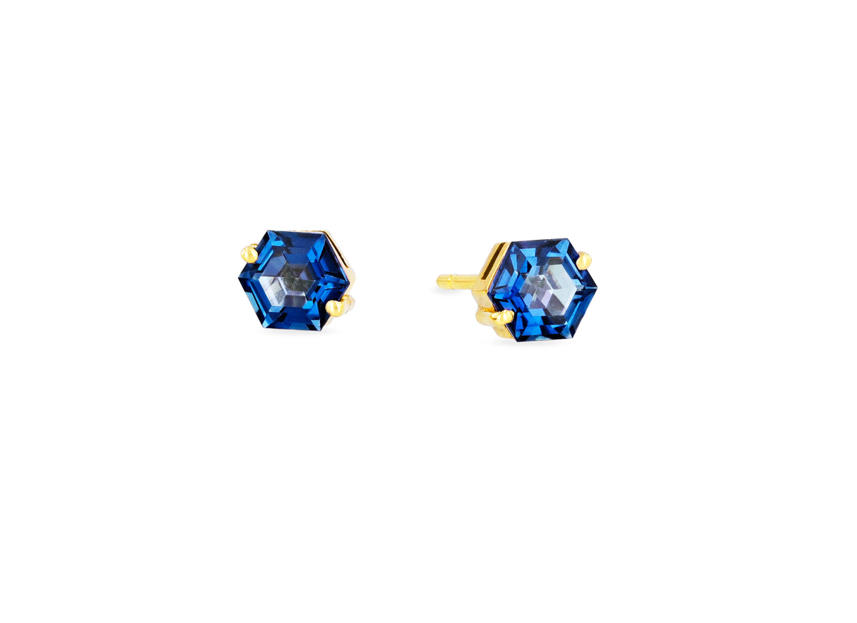 SUZANNE KALAN 14K YELLOW GOLD & BLUE TOPAZ STUDS — MulloysJewelry