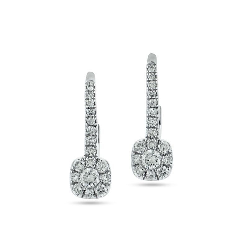 PRIVE' 18K WHITE GOLD 0.31CT DIAMOND PAVE SET LEVERBACK DANGLE EARRING ...